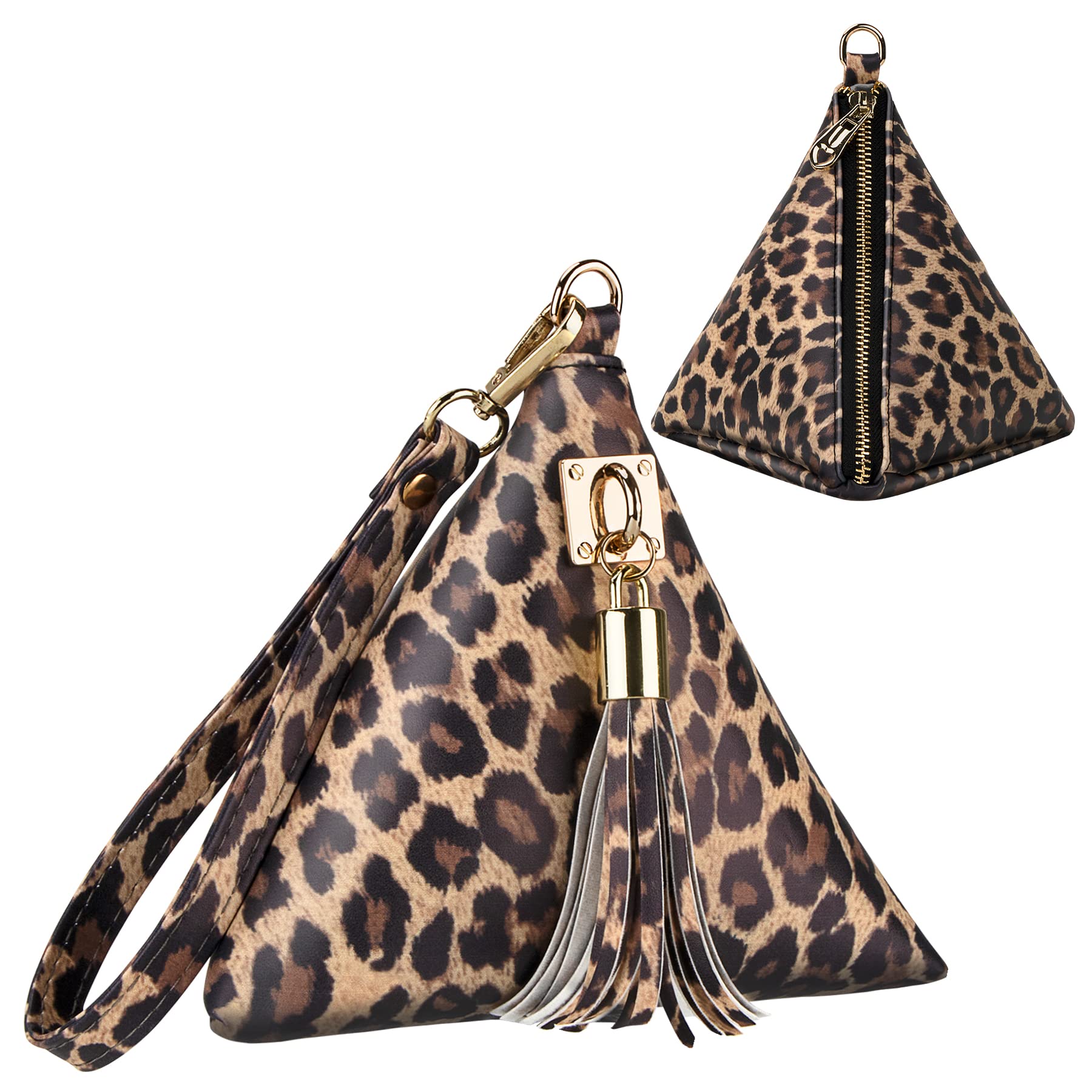 Aatacas Women Leather Evening Clutch Wallet Triangle Wristlet Purse with Wrist Strap
