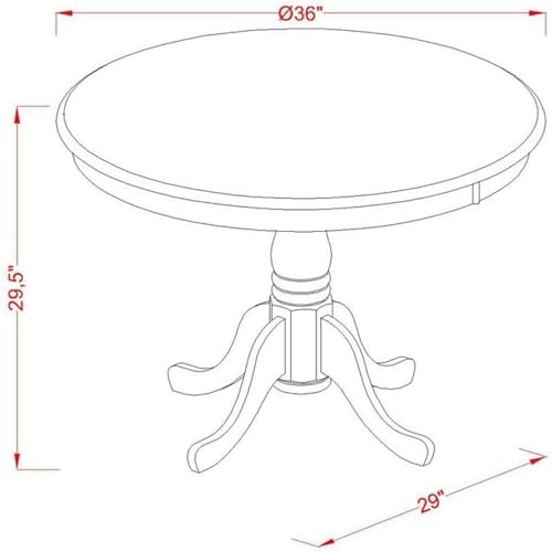 East West Furniture AMVA5-BCH-C 5 Piece Kitchen Table Set for 4 Includes a Round Dining Room Table with Pedestal and 4 Linen Fabric Upholstered Dining Chairs, 36x36 Inch, Black & Cherry