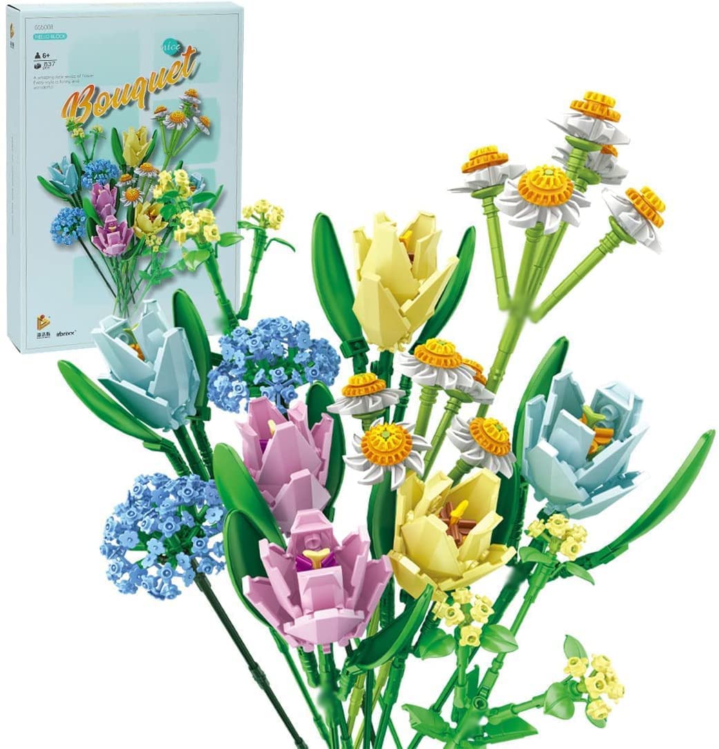 Auspcers Sunflower Bouquet Building Kits Set, Flowers Botanical Collection Building Block DIY Toy, 837PCS Artifitial Flower Bouquet Building Set, Botanical Collection for Home Decoration Wedding