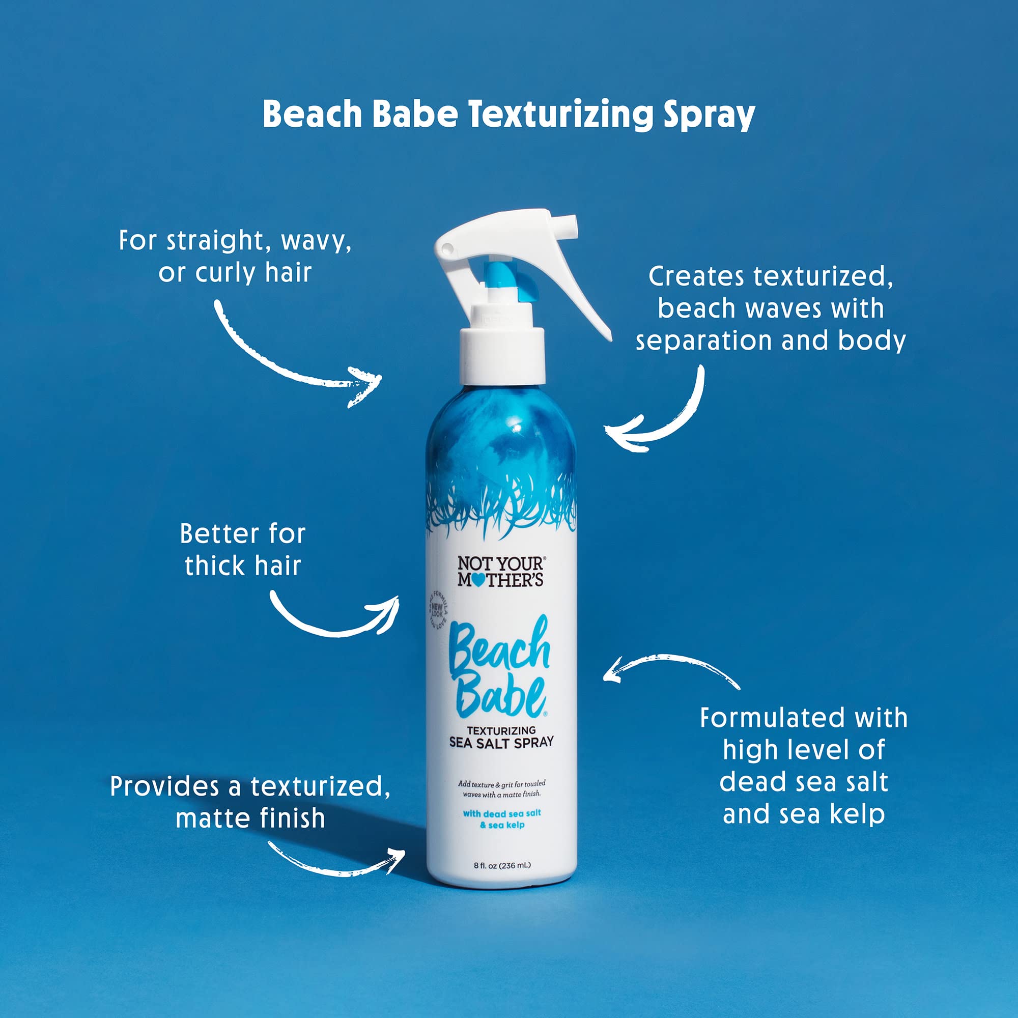 Not Your Mother's Beach Babe Sea Salt Spray - For Tousled Hair Texture with Matte Finish (8 fl oz, 3-Pack)
