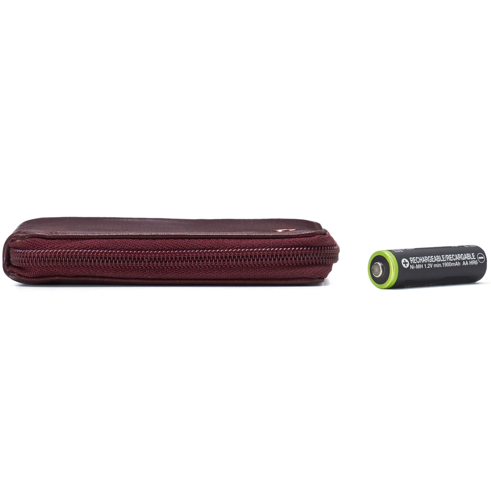 Alpine Swiss Logan Zipper Bifold Wallet For Men or Women RFID Safe Comes in a Gift Box Burgundy