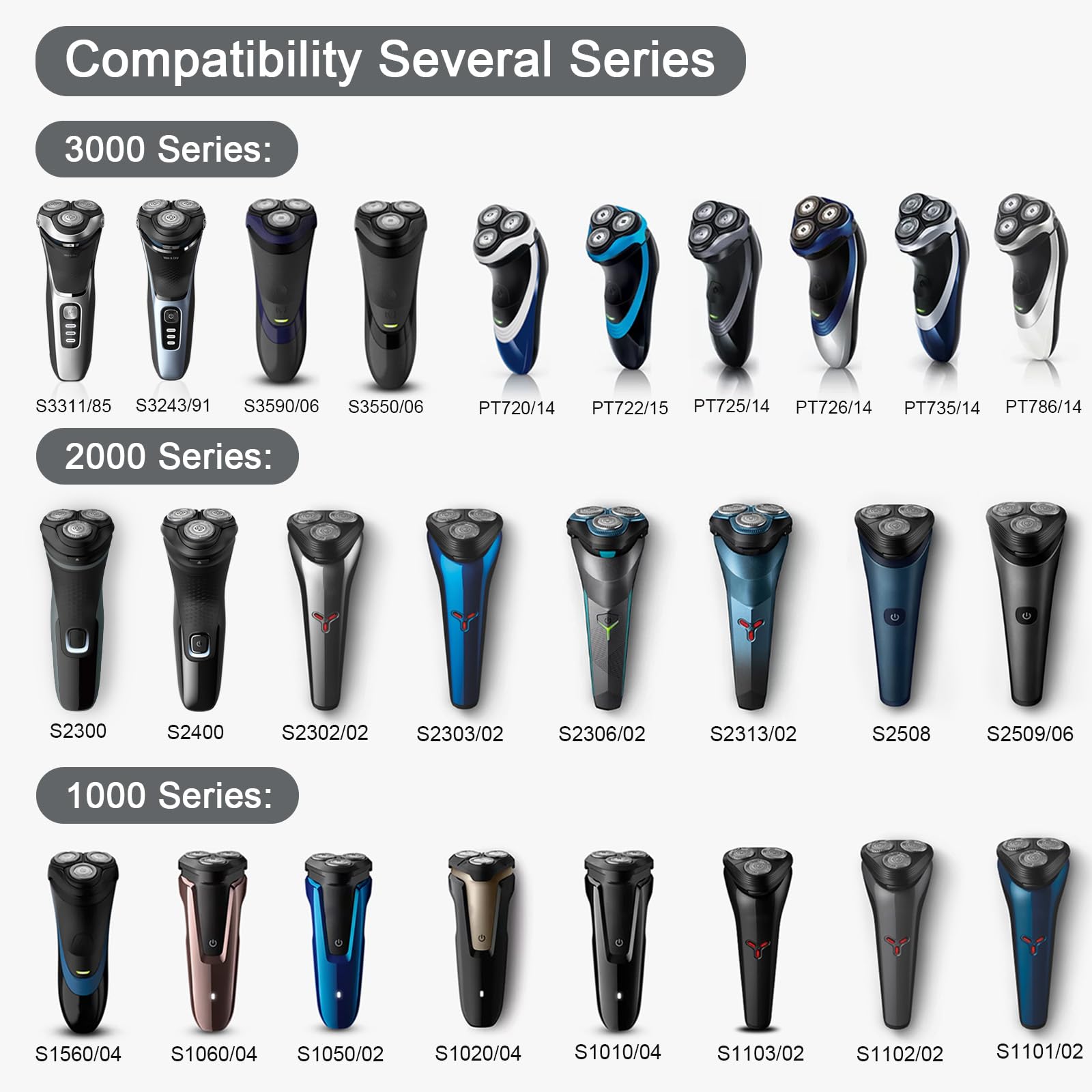 SH30 Replacement Heads for Philips Norelco Series 3000, 2000, 1000 Shavers and S738 Click and Style, Blades for Philips S1560 Shaver, SH30 Blades