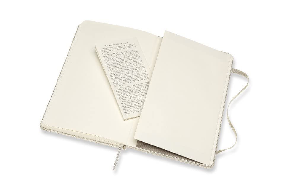 Moleskine Limited Collection Blend Textile Notebook, Hard Cover, Large (5" x 8.25") Ruled/Lined, Beige, 240 Pages (8053853600103)