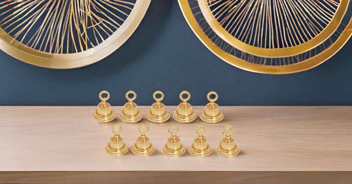 HANDTECHINDIA Set of Brass Plain 2 '' Bells Christmas Decoration Jingle Bell Sleigh Bell Jingle Bell Crafts Christmas décor Home décor Elephant décor Bells Musical Instrument Accessory. (20)