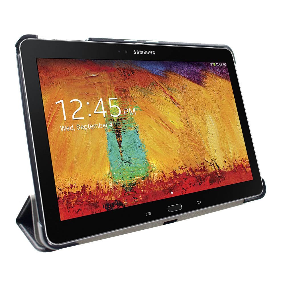 Kuesn SM-P600 P601 P605 Smart Stand Cover Case for Samsung Galaxy Note 10.1 (2014 Edition) Ultra Slim Flip Folio Pu Leather Case Pouch with Magnetic Auto Slepp&Awake up (Black)