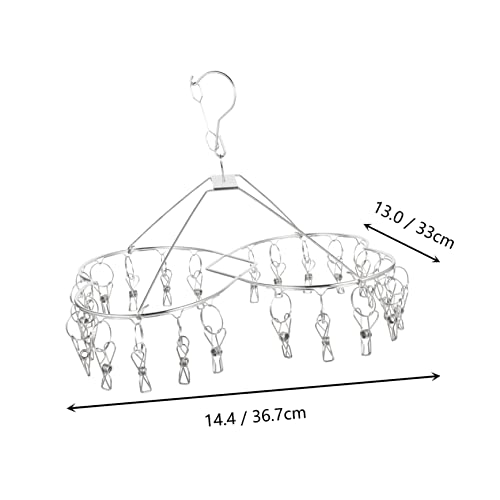 CAXUSD 1pc Drying Rack Metal Clothes Hanger Foldable Laundry Rack Stainless Steel Clips Clothes Drying Hanger Sock Hangers with Clips Drying Clip Hanger Balcony Drying Rack Socks Clips