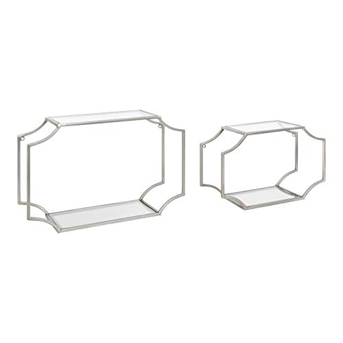 Kate and Laurel Ciel Modern Horizontal Shelves, Set of 2, Silver, Decorative Glam Wall Decor for Storage and Display