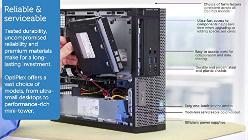 Dell Fast Optiplex 9020 Small Form Business Desktop Mini Tower Computer PC (Intel Core i5-4570, 16GB Ram, 2TB Hard Drive, WiFi, DVD-RW) Win 10 Professional (Renewed)