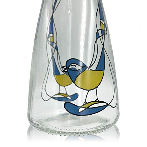 Chirpy Jug Glass Water Carafe Tweeting Bottle 34oz (1L) Yellow