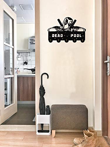 YSdesign Deadpool Key Hooks-Marvel Super Hero Wall Hooks Heavy Duty 20LB(Max),Wade Winston Wilson Wall Décor,Wood Coat Hooks, Key Holder,Key Hanger for Wall、Entryway and Kitchen