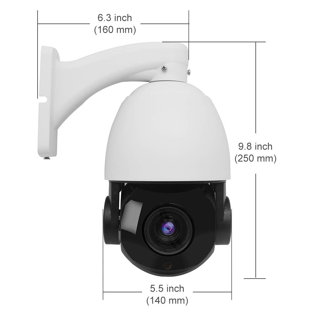Alptop Outdoor 5MP PTZ IP POE Dome Security Camera 30x Optical Zoom Pan Tilt 250FT IR Night Vision Motion Detection Remote View RTSP Audio Compatible with Onvif Protocol