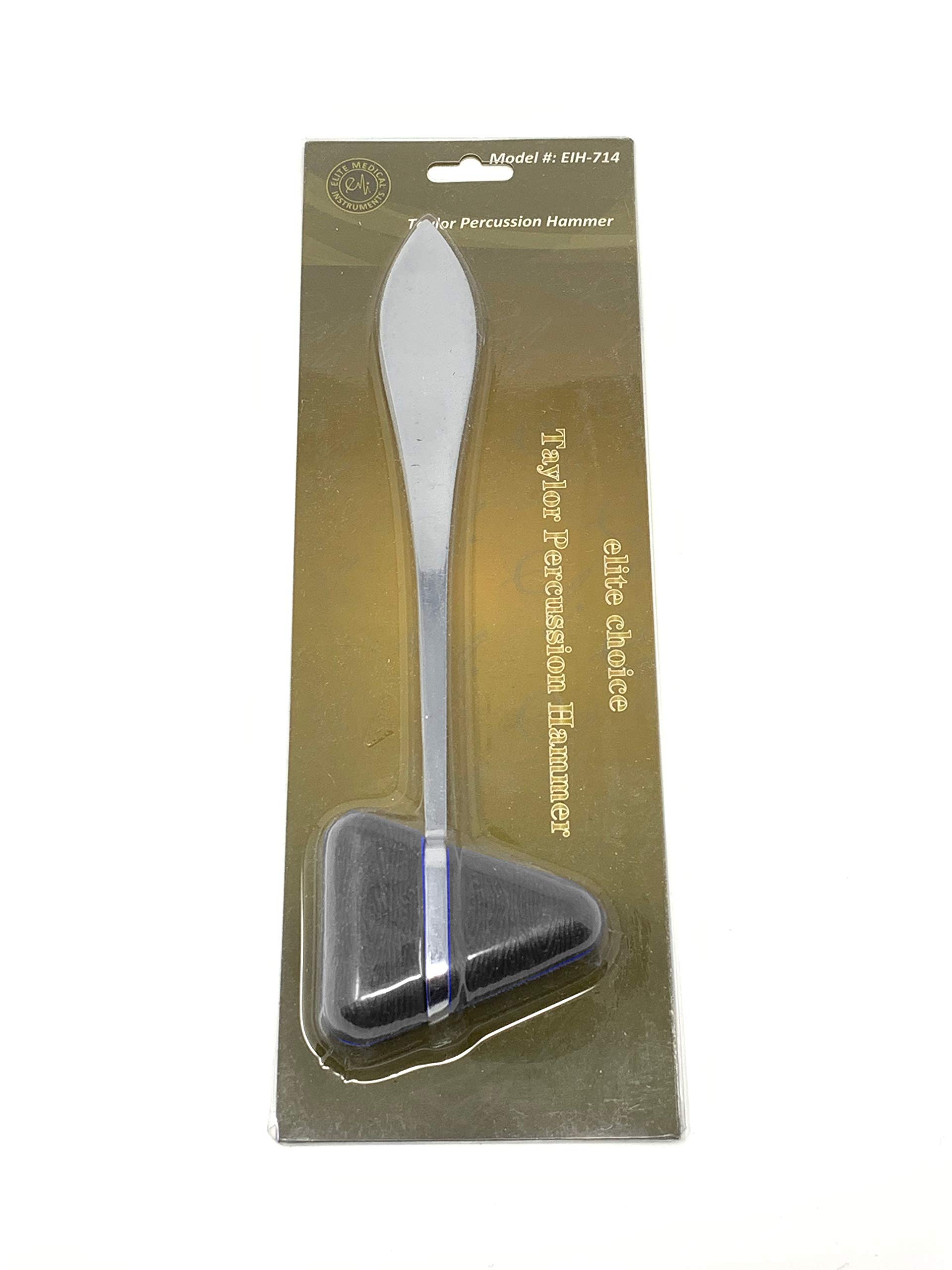 EMI Taylor Tomahawk Percussion Medical Reflex Hammer 7 1/2" with Chrome Plated Handle, Stainless Steel Construction - Precision Reflex Testing Tool for Medical Professionals - Black