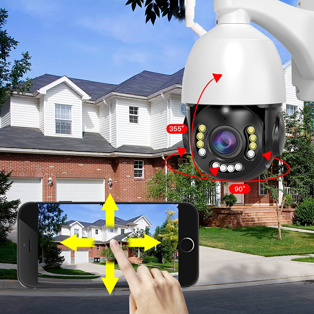 Alptop Outdoor 2.4G WiFi 4K PTZ Security Camera 8MP Pan Tilt 30X Optical Zoom Two-Way Audio 200ft Night Vision IP66 Weatherproof SD Card Recording Motion Detection&Humanoid Recognition