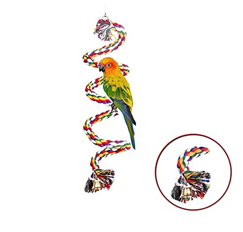 Yuecoofei Parrot Rope Perch Cotton Rope Bird Perch with Bell Climbing Stand Bar Bird Bungee Toy Parrot Chew Toys,pet Toys,Bird Perch, Rope Bungee Bird Toy