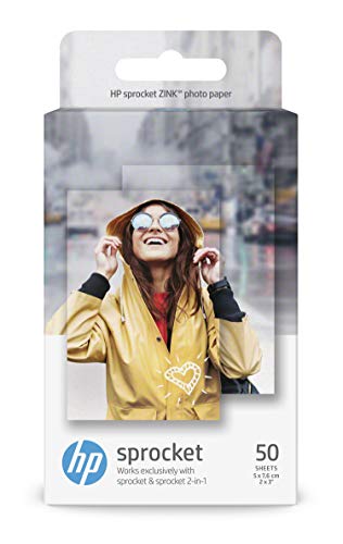 HP 1DE37A, 5 x 7.6 cm/2 x 3 Inch, Sprocket Photo Paper Sticky-Backed, 290 GSM, 50 Sheets