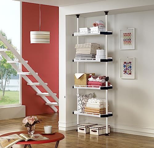 PRINCE HANGER, Multipurpose Shelf, Holds 20kg per Shelf, Heavy Duty 32mm Vertical Pole, Clothes Organizer, Wire Shelves, Ivory, PHUS-0041, Made in Korea