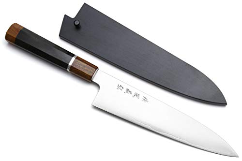 Yoshihiro TM-Hayate ZDP189 Super High Carbon Stainless Steel Gyuto Knife Octagonal Ebony Wood Handle with Sterling Silver Ring (10.5'' (270mm))