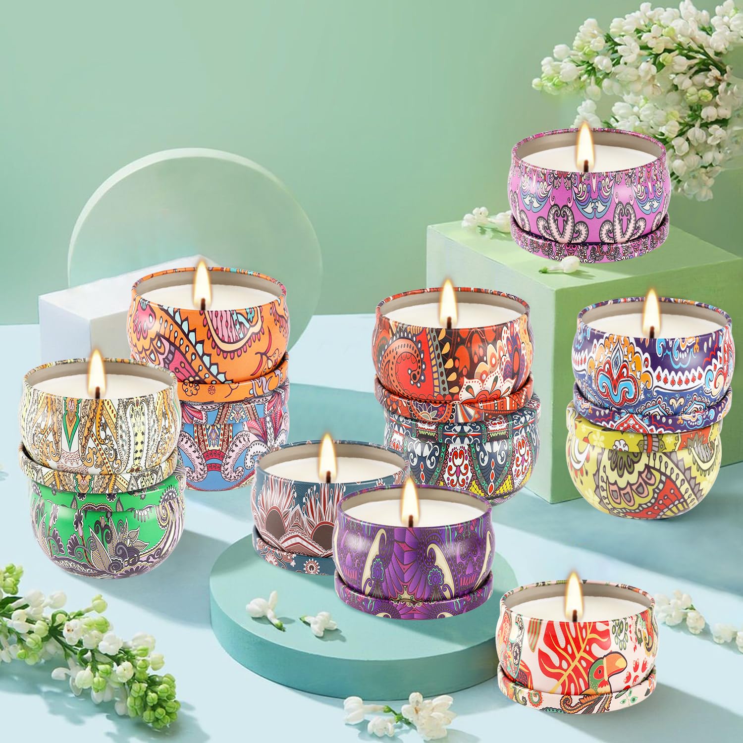 Bauhinia Scented Candles Soy Wax Tin Candles, Natural Fragrance Candles for Stress Relief and Aromatherapy Candles-36 Pack