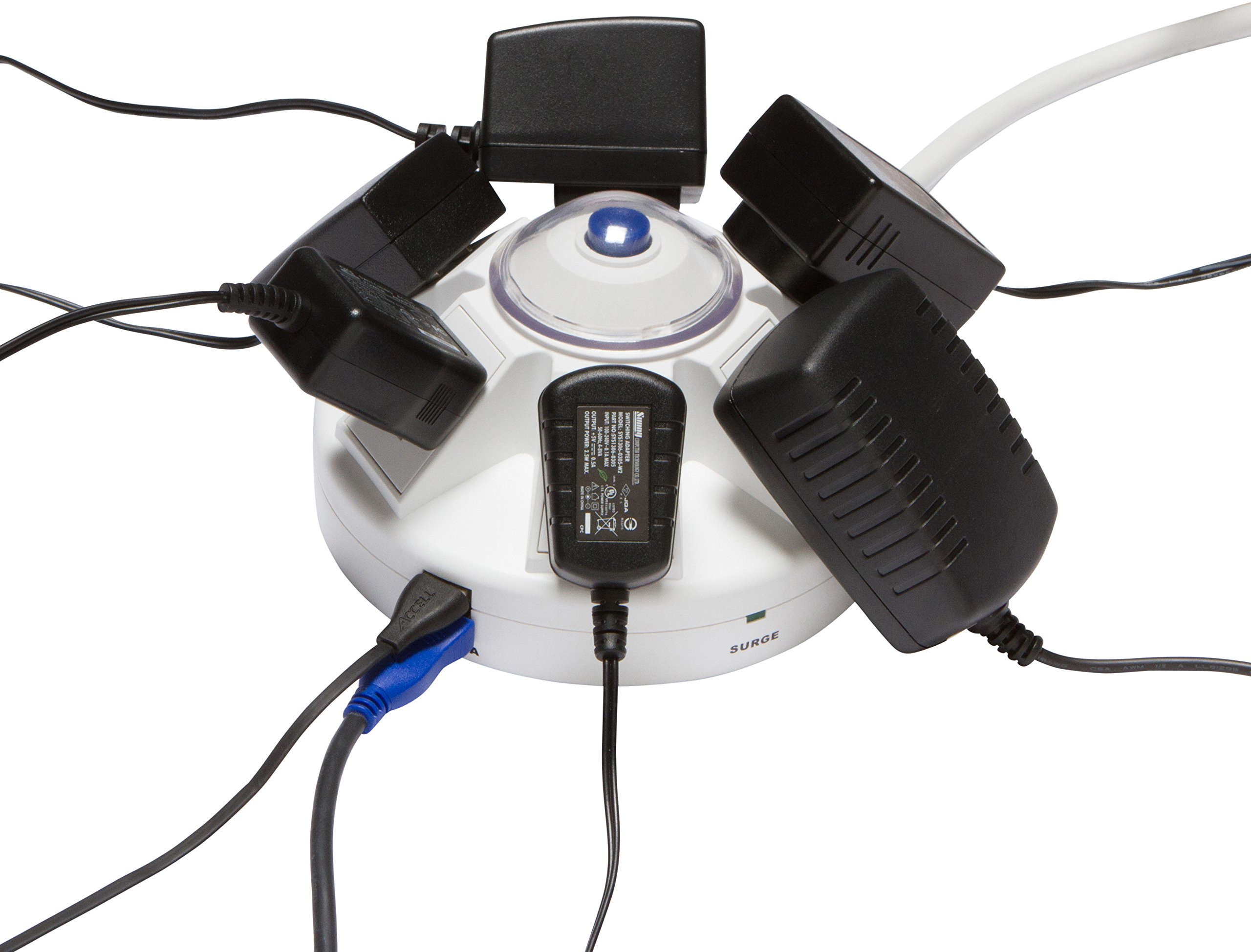 Accell Power Air - Surge Protector and USB Charging Station - Black, 6 ft (1.8 m) (D080B-048B)