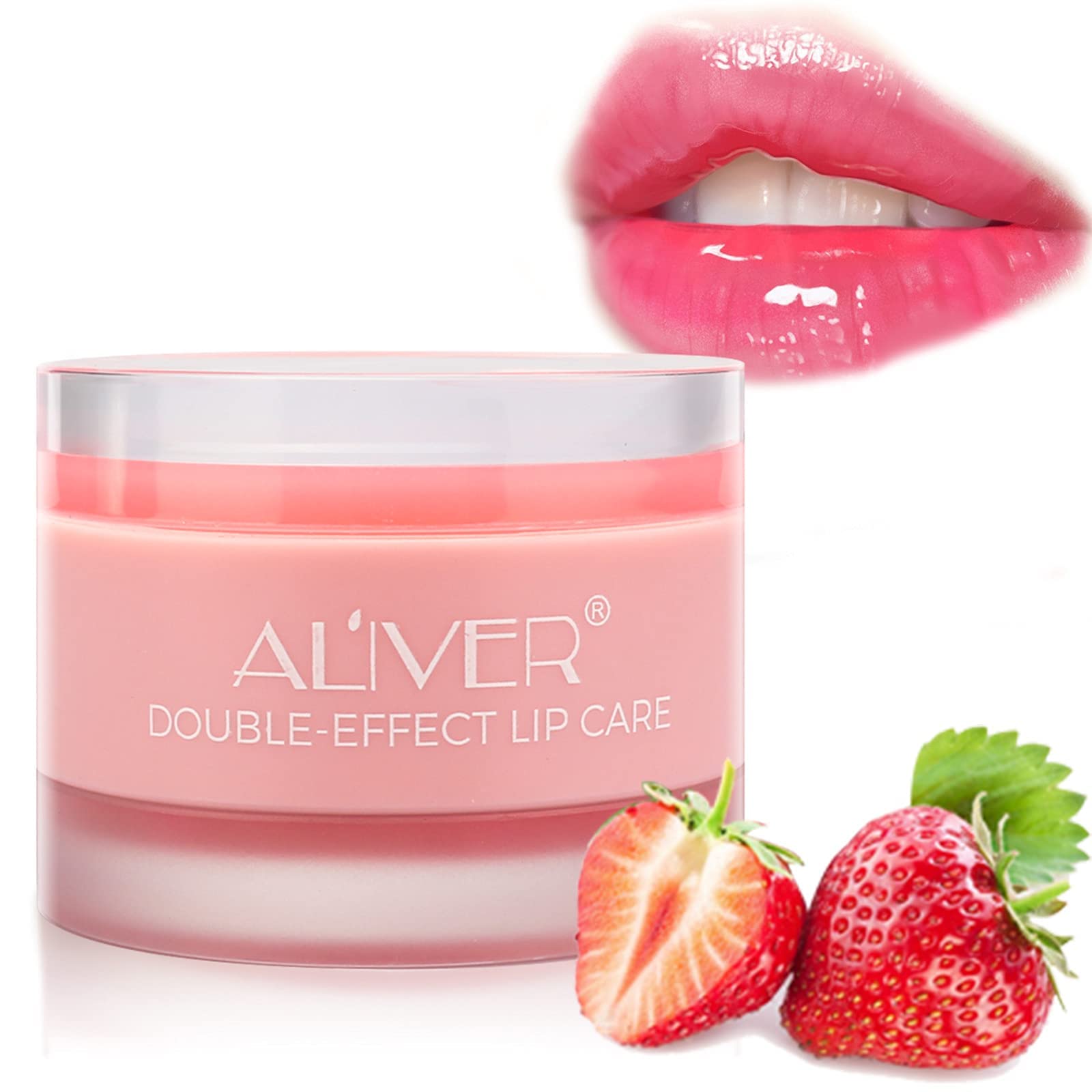 Lip Scrub, Double Effect Lip Sleeping Mask, Chapped Lip Treatment, Strawberry Overnight Moisturizing Repairing Lips Mask, Sleeping Lip Balm, Peeling Lip Primer (Strawberry)
