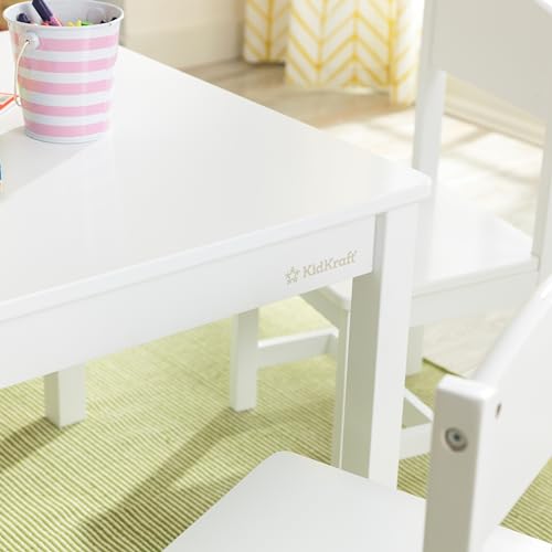 KidKraft Wooden Farmhouse Table & 4 Chairs Set, Children's Furniture for Arts & Activity - White