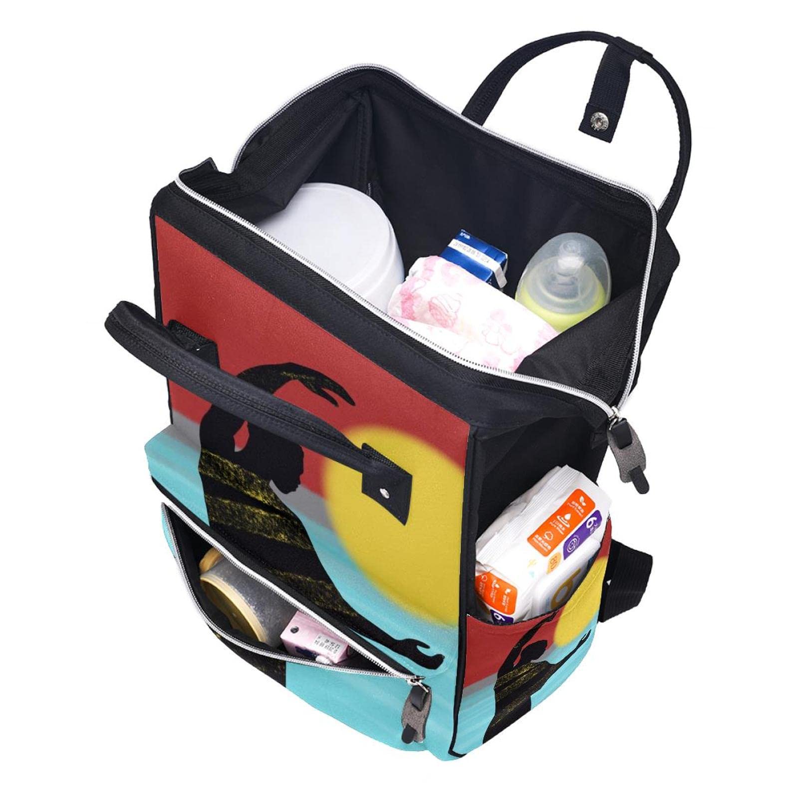 African Black Men Full Moon Silhouette Diaper Bag Backpack Baby Nappy Changing Bags Multi Function Large Capacity Travel Bag