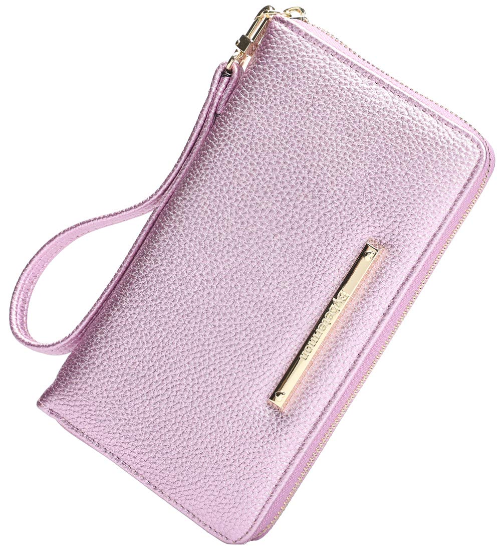 Bybetermon Women's Wallet Zip Around Wristlet RFID Blocking Purse Travel Wallet Clutch for Woman Men