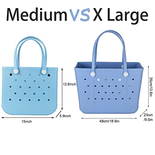 Juyeesm Medium Beach Bag, Waterproof Rubber Beach Bag, Washable Open Tote Bag Durable Tote Travel Bags for Outdoor Sport