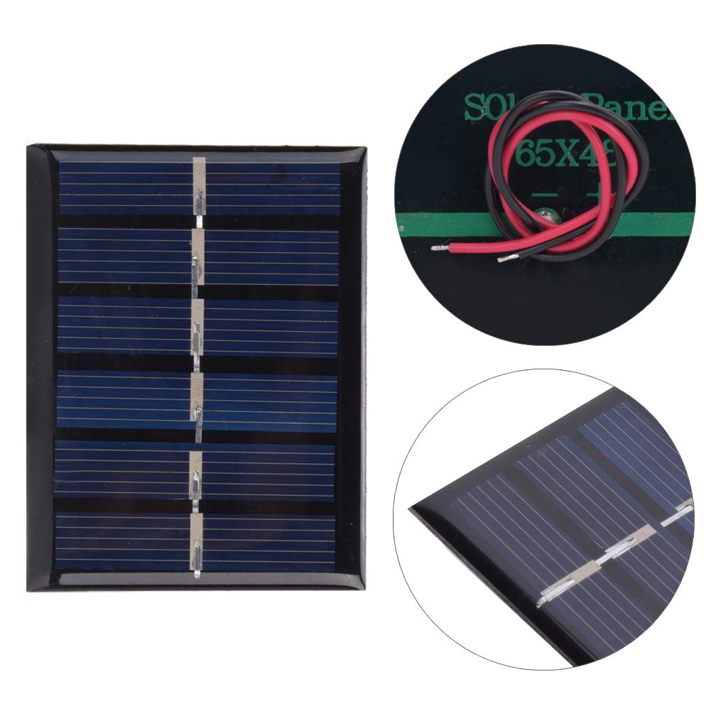 4Pcs 3V 0.3W Polycrystalline Silicon DIY Safety Solar Power Charging Panel with Cable 65x48mm