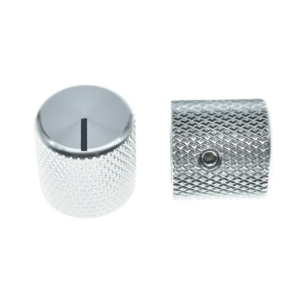 4pcs Aluminium Guitar/Bass Knobs Volume/Tone Control Knob 1/4" Metal Universal Potentiometer Pot Knobs with Set Screw and Indicator for Tele/Telecaster/P Bass Silver