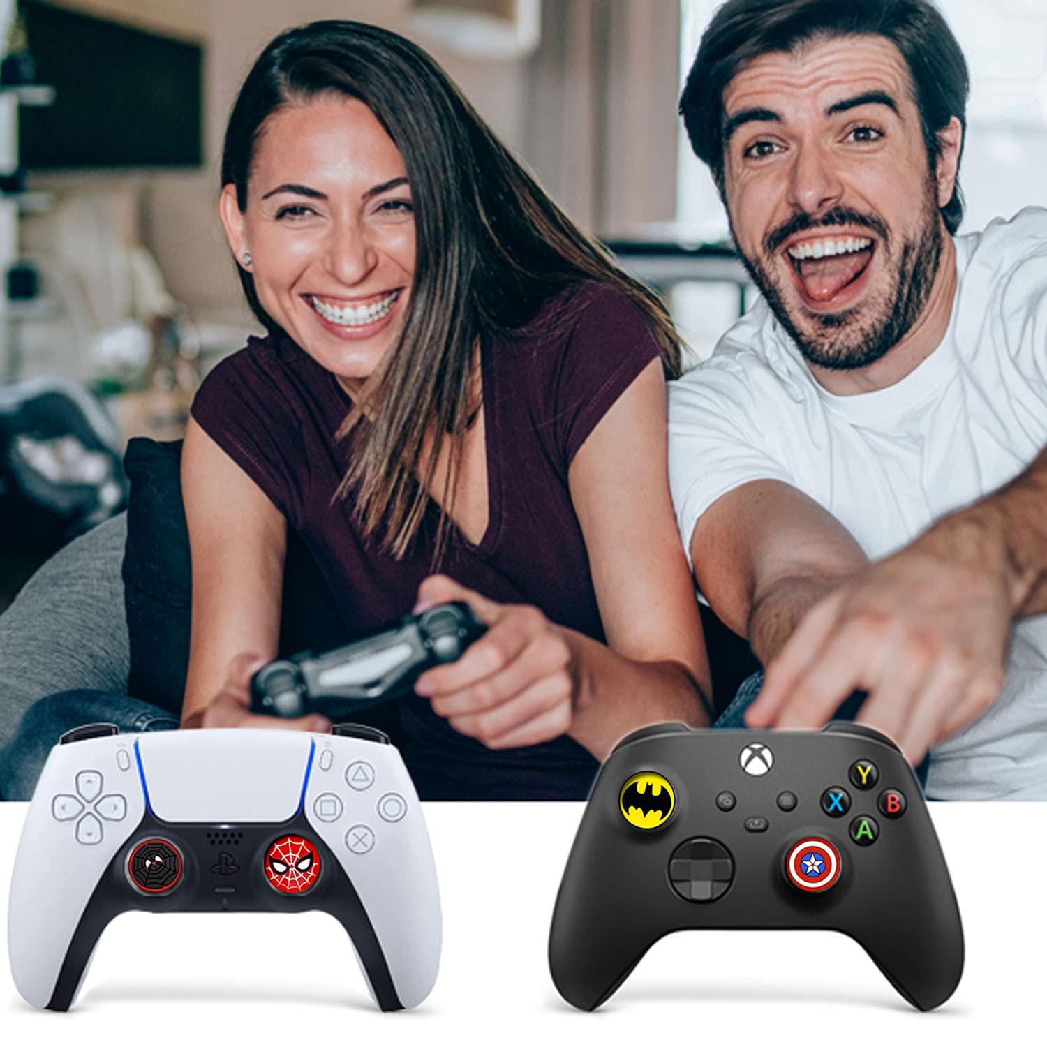 4PCS Analog Thumb Grip Cover, Dualsense Wireless Controller Game Remote Joystick Cap, Magical Non-Slip Silicone Grip Protective Cover, Suitable for PS5/PS4/Xbox one/360/NS PRO