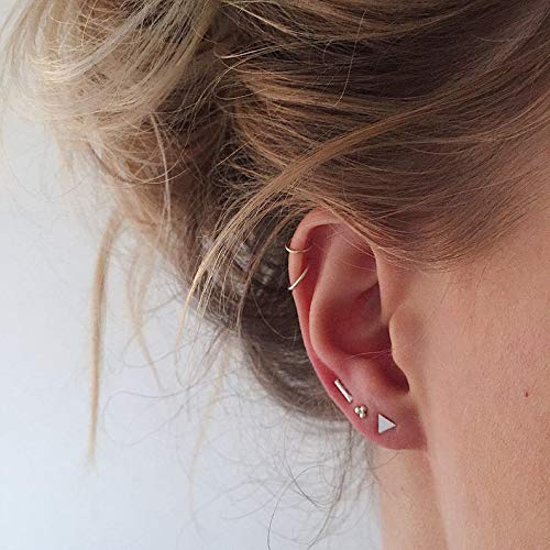 925 Sterling Silver Stud Earrings for Women Men|Hypoallergenic Earrings Stud|4 Pairs of White Gold Plated Sterling Silver Stud Earrings Set for Women