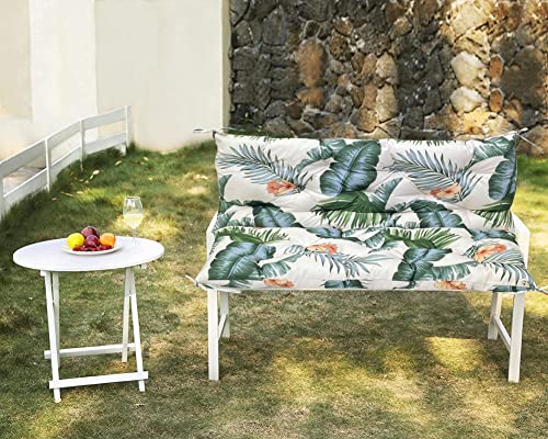 GPPSUNGD Swing Replacement Cushions with Backrest Outdoor Waterproof Overstuffed Bench Cushion 2-3 Seater for Garden Patio Furniture (60 X 40 Inch, Red)