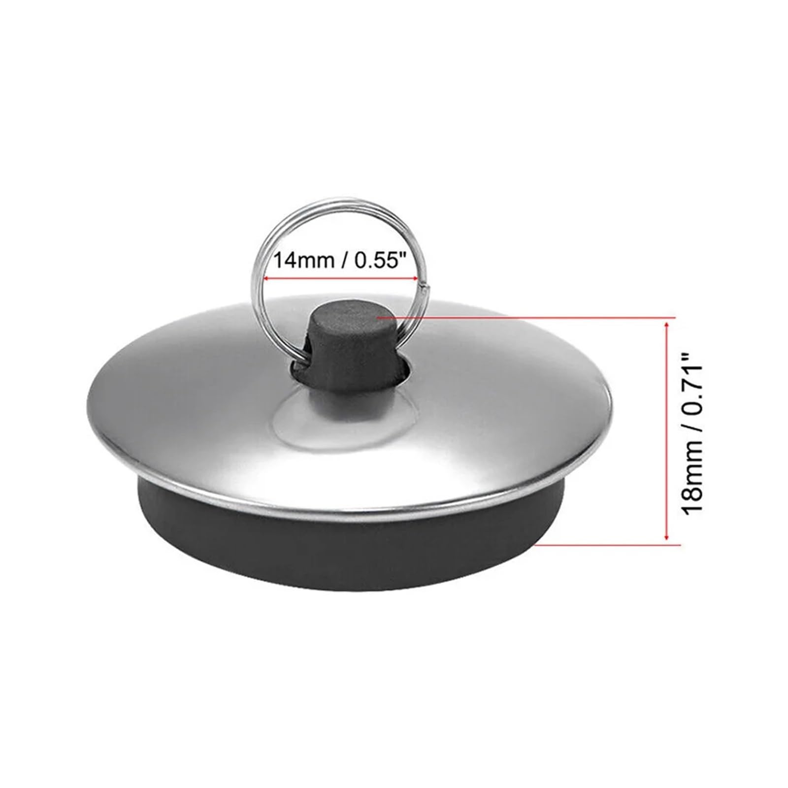 PRIMUZ 1pcs Rubber Sink Plug Drain Stopper Fit 40mm with Ring Compatible with Bathtub Kitchen Sink Strainer Stopper Laundry Sink Plug Drainage