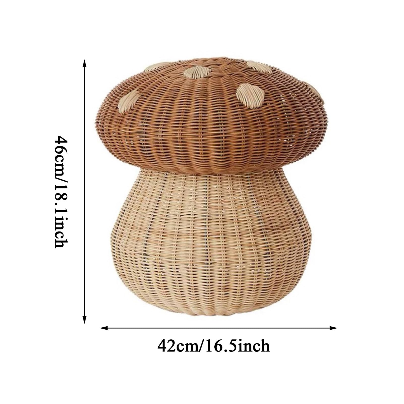 Handmade Rattan Mushroom Storage Basket, Baby Toys Decorative Storage Basket, Bathroom Laundry Dirty Clothes Basket
