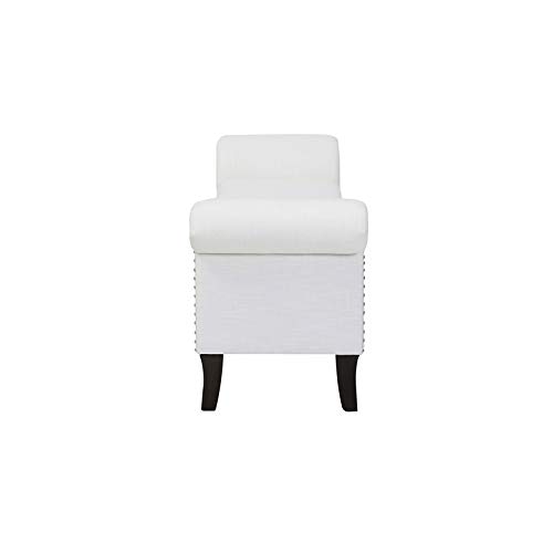 Jennifer Taylor Home Kathy Roll Arm Entryway Accent Bench, Bright White Polyester