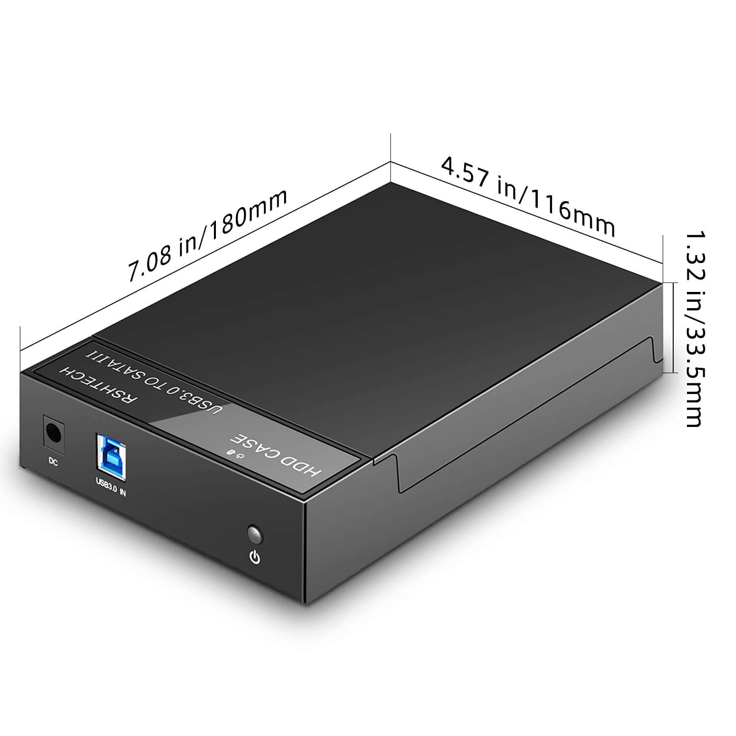 Hard Drive Enclosure, RSHTECH USB 3.0 to SATA External Hard Drive Docking Station for 3.5 inch SATA I/II/III HDD SSD Up to 16TB Support UASP (Black)