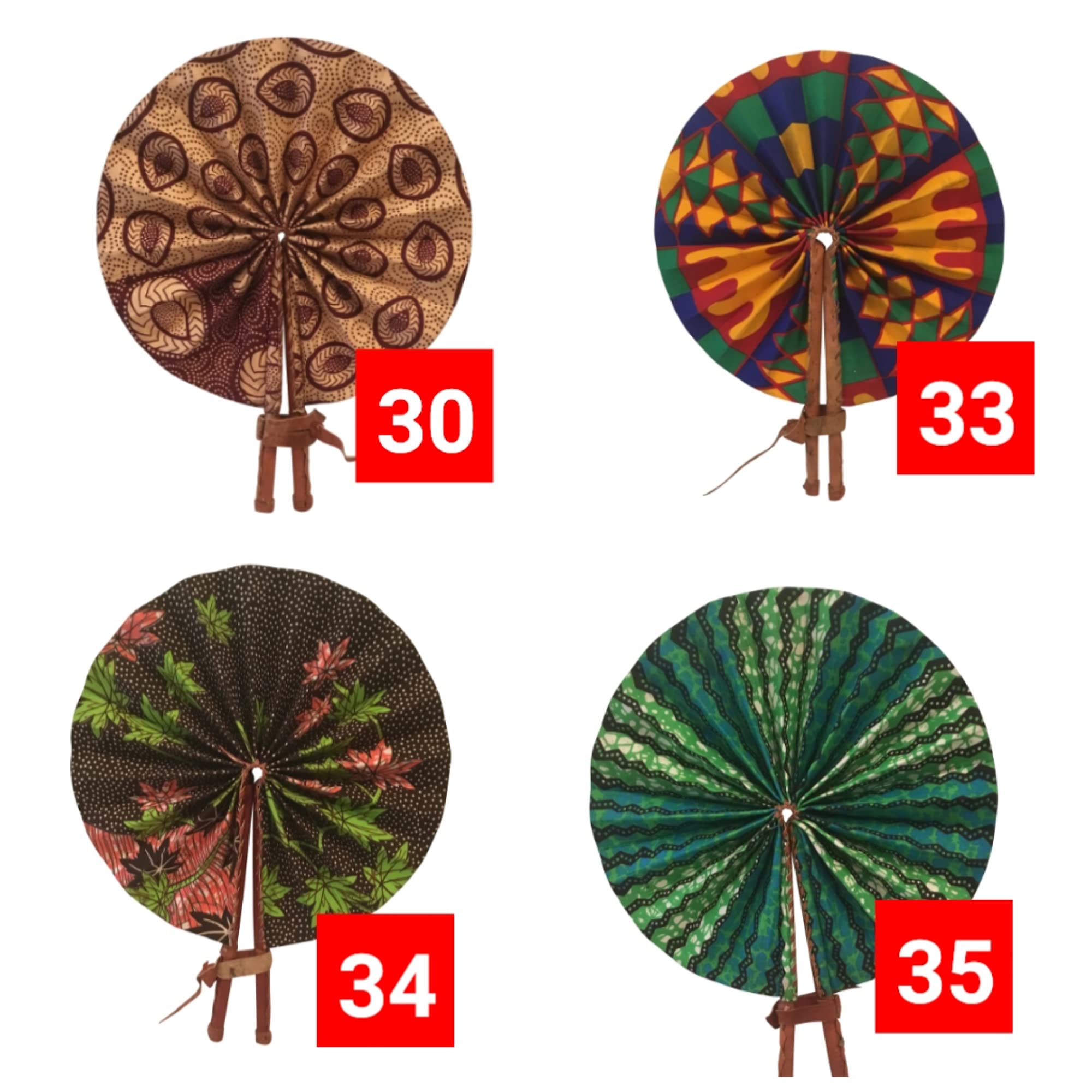 African Folding Hand Fan 3 Pack Set #1