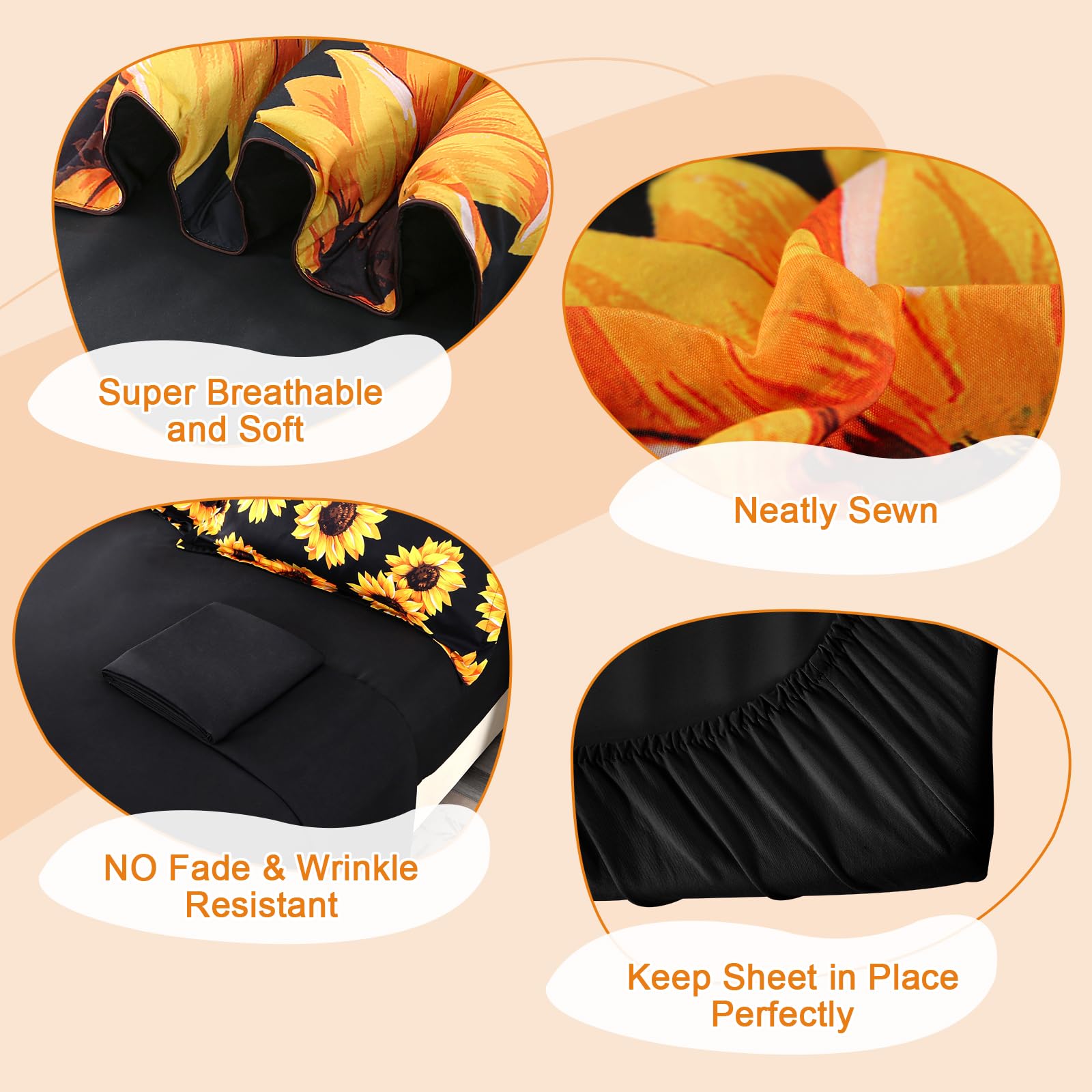 Wowelife Sunflower Bedding Set Sunflower Full Size Comforter Sets, 5 Piece Floral Bag in a Bag, Premium Sunflower Single Bed Set for Girls with Comforter, Flat Sheet, Fitted Sheet and 2 Pillowcases