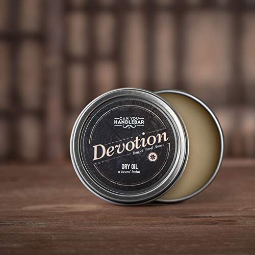 CanYouHandlebar Beard Balm for Men, Dry Oil Beard Wax, Natural Beard Care Conditioner Moisturizer Softener Grooming Products, Patchouli & Floral Scent, 2 oz Stainless Steel Tin