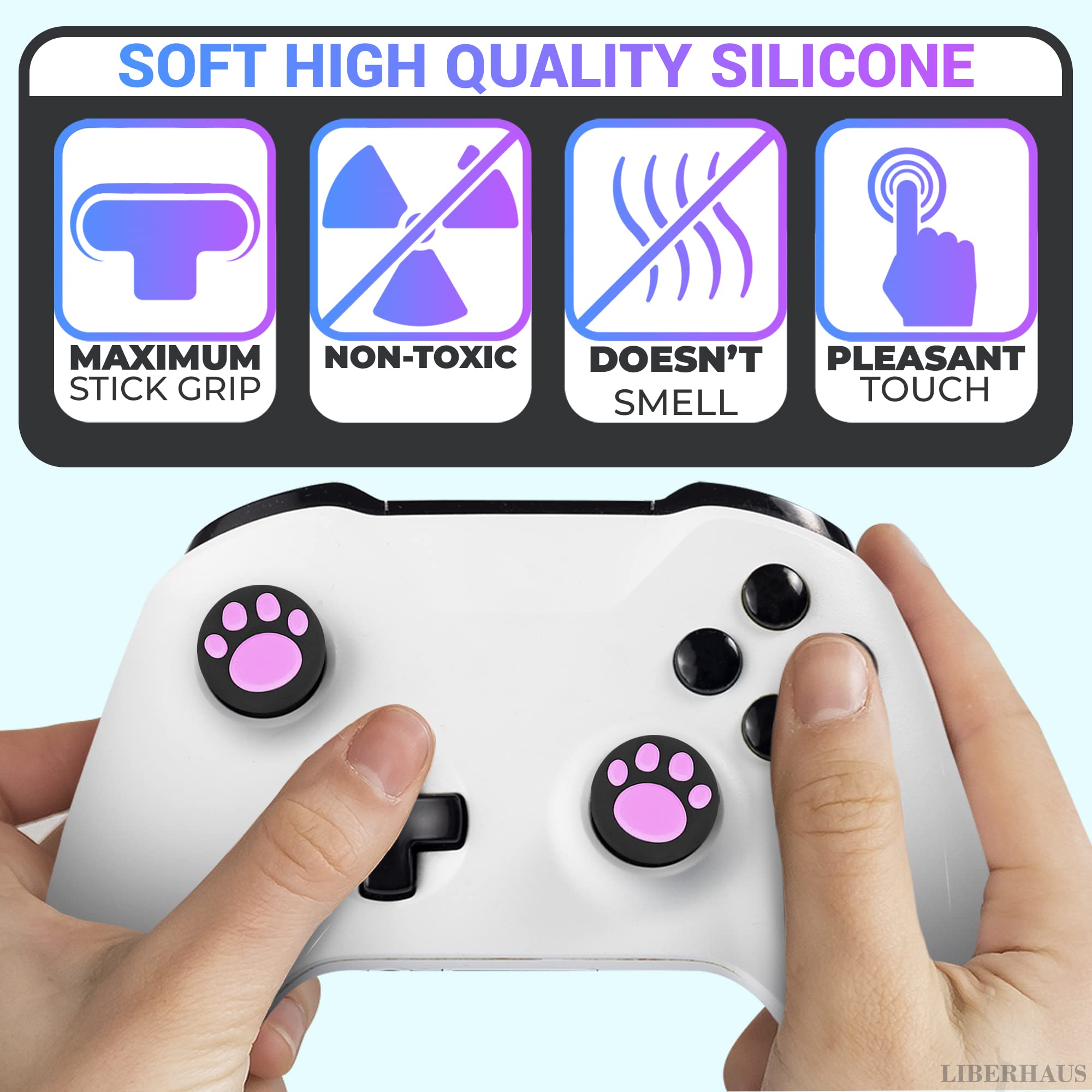 4Pcs Cat Paw Pink Ps4 Thumbstick Grips - Switch Thumb Grips Ps3 Controller Grips Switch Joystick Caps Ps4 Thumb Grips Xbox Joystick Grips - Xbox 360 Thumb Grips Ps4 Controller Joystick Grips