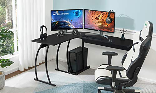 GreenForest L Shaped Gaming Desk 58.1 inch Home Corner Office Desk Writing Studying Computer Table PC Workstation for Home Office Bedroom, Black