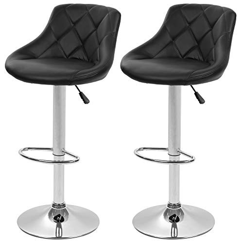 FDW Bar Stools Set of 2 Barstools Swivel Stool Height Adjustable Bar Chairs with Back PU Leather Swivel Bar Stool Kitchen Counter Stools Dining Chairs