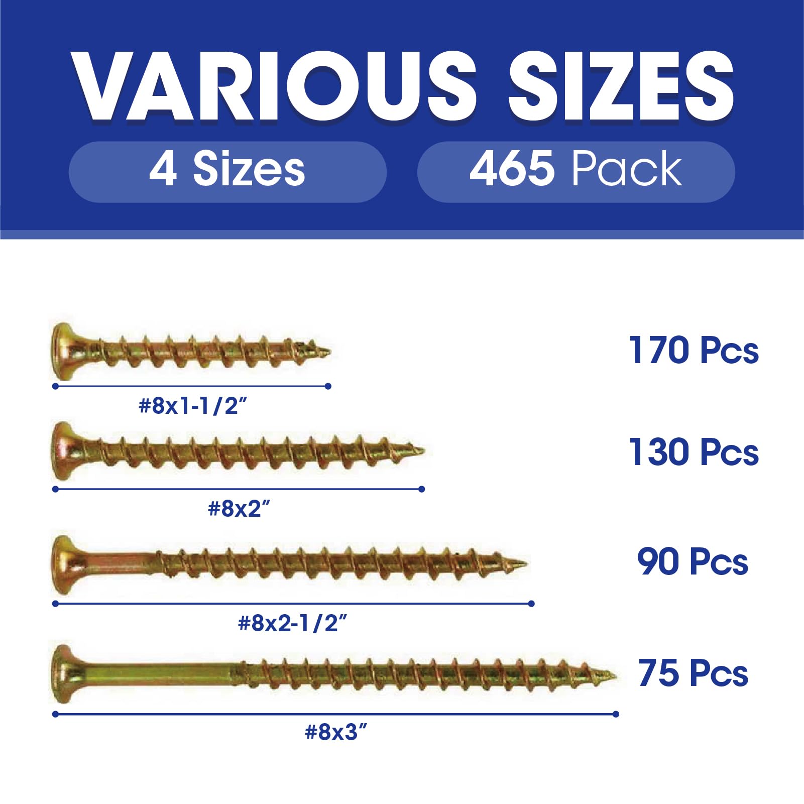 T.K.Excellent Wood Interior Construction Screw Drywall Screws Assortment Kit,465Pcs