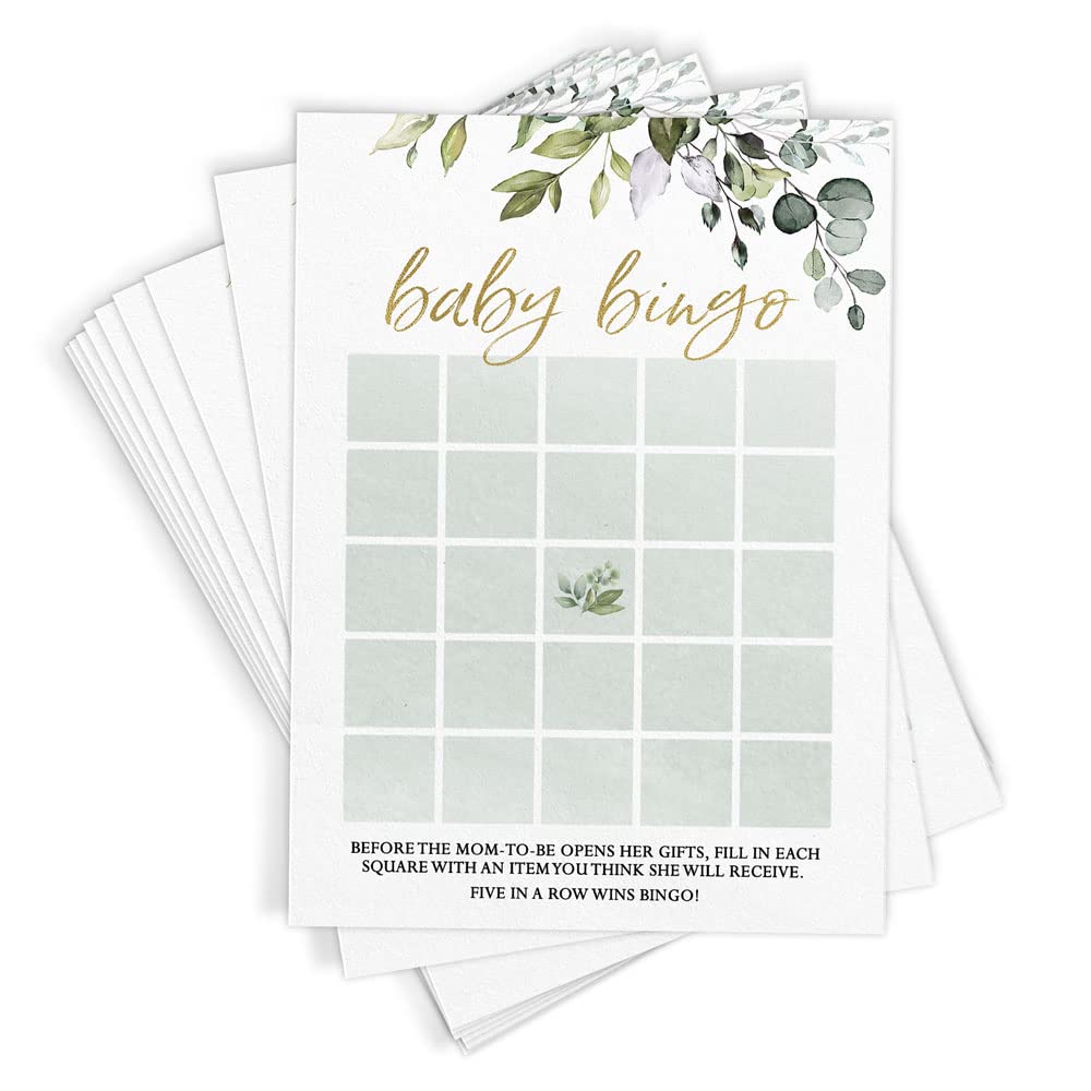 Printed Party Baby Shower Games for Boy or Girl β 4 Games and Activities, Botanical Greenery Theme, 30 Guests