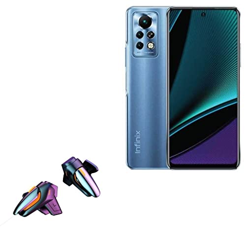 BoxWave Gaming Gear Compatible with Infinix Note 11 Pro (Gaming Gear by BoxWave) - Touchscreen QuickTrigger, Trigger Buttons Quick Gaming Mobile FPS for Infinix Note 11 Pro - Jet Black