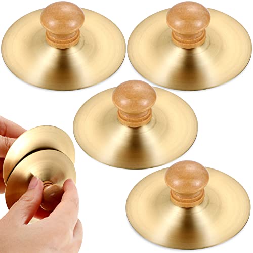 4Pcs Finger Cymbals with Wooden Handles, Finger Cymbals Percussion Instrument, Mini Belly Dance Finger Cymbals Hand Cymbal, Metal Finger Zills,7cm/2.75in