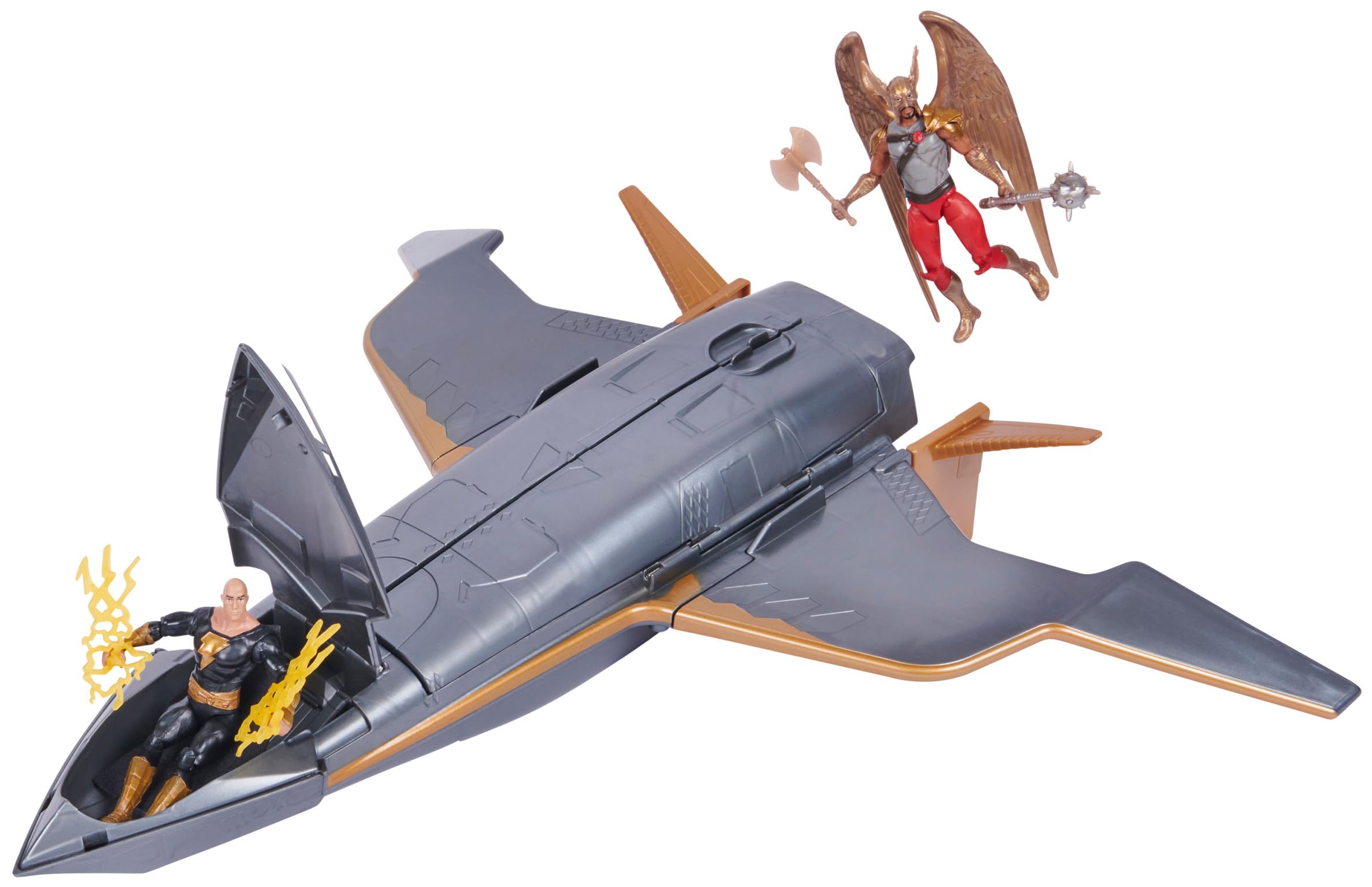 DC Comics, Hawk Cruiser Patrol, Includes Black Adam and Hawkman Action Figures, Over 16-inch Wide, First Edition, Super Hero Kids Toys for Boys and Girls Aged 4 and Up