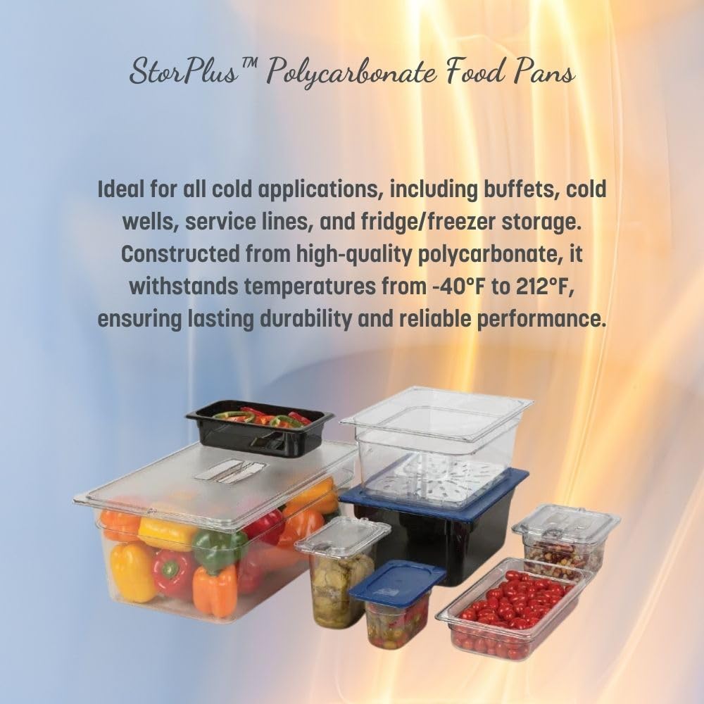 Carlisle FoodService Products 10221B03 StorPlus Half Size Food Pan, Polycarbonate, 4" Deep, Black