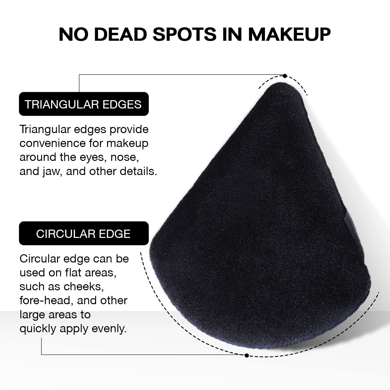 6 Pieces Powder Puff For Loose & Cosmetic Face Makeup Velour Soft Triangle Wet Dry Cosmetic Foundation Sponge Makeup Tool (Black)